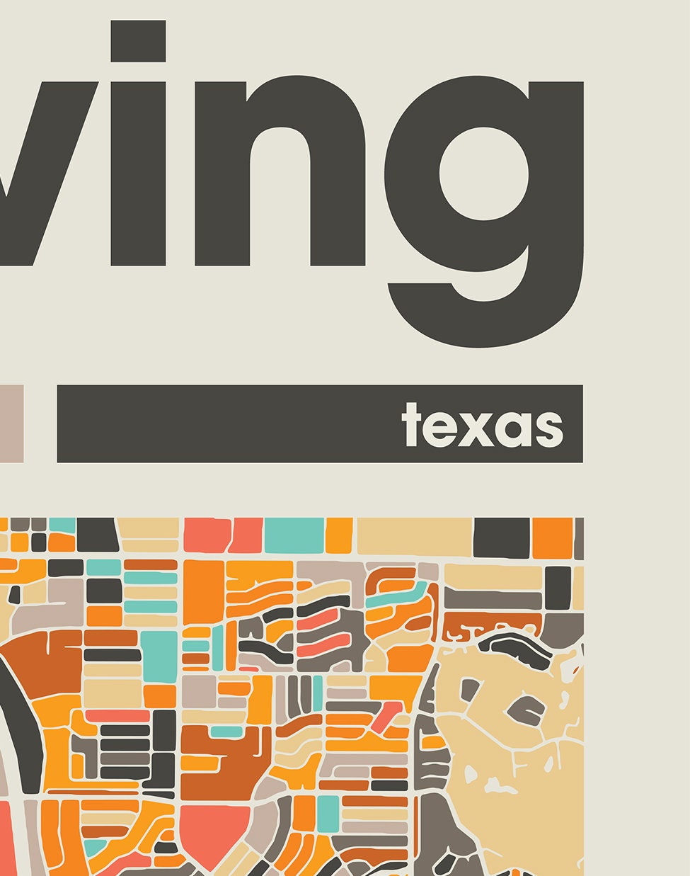 Irving Colorful Map, City of Irving Map, Irving Minimalist Map, Irving ...
