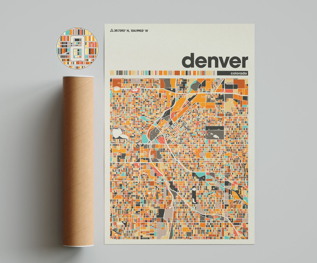 Denver Map, Denver Map Print, Minimalist Map, Colorado Print ...