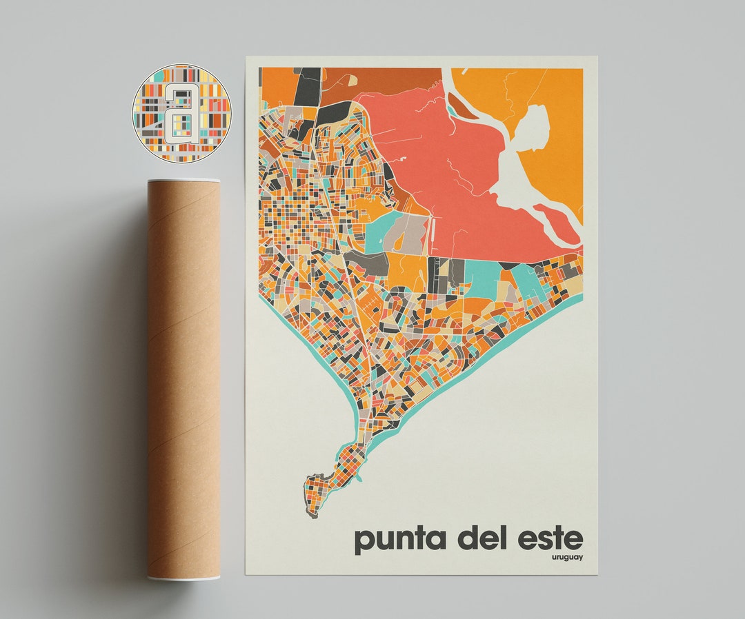 Punta Del Este Map Print, Colorful Map, Minimalist Punta Del Este Print ...