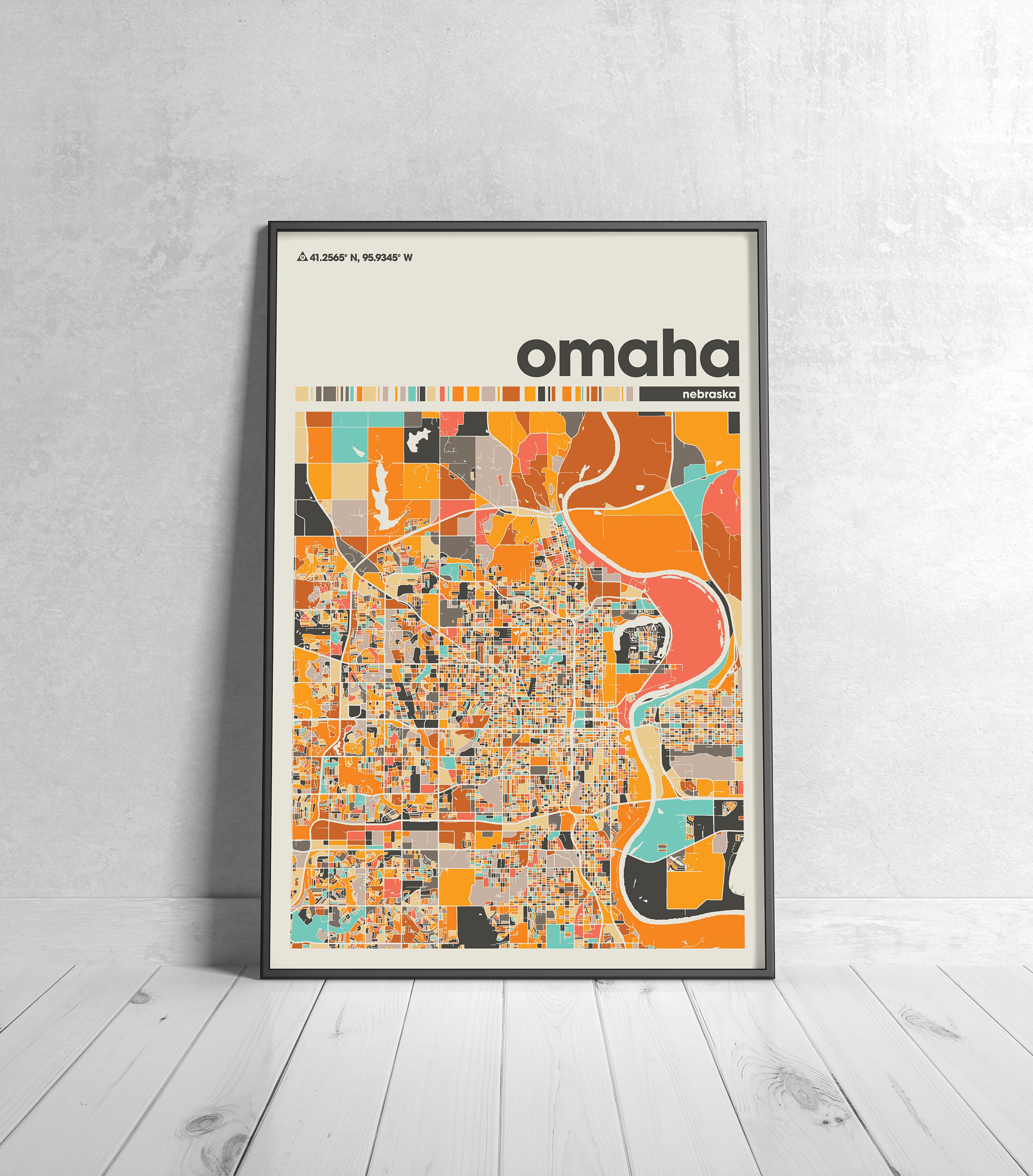 Omaha Colorful Map, City of Omaha Map, Omaha Minimalist Map, Omaha Print, Omaha Poster, Omaha ...