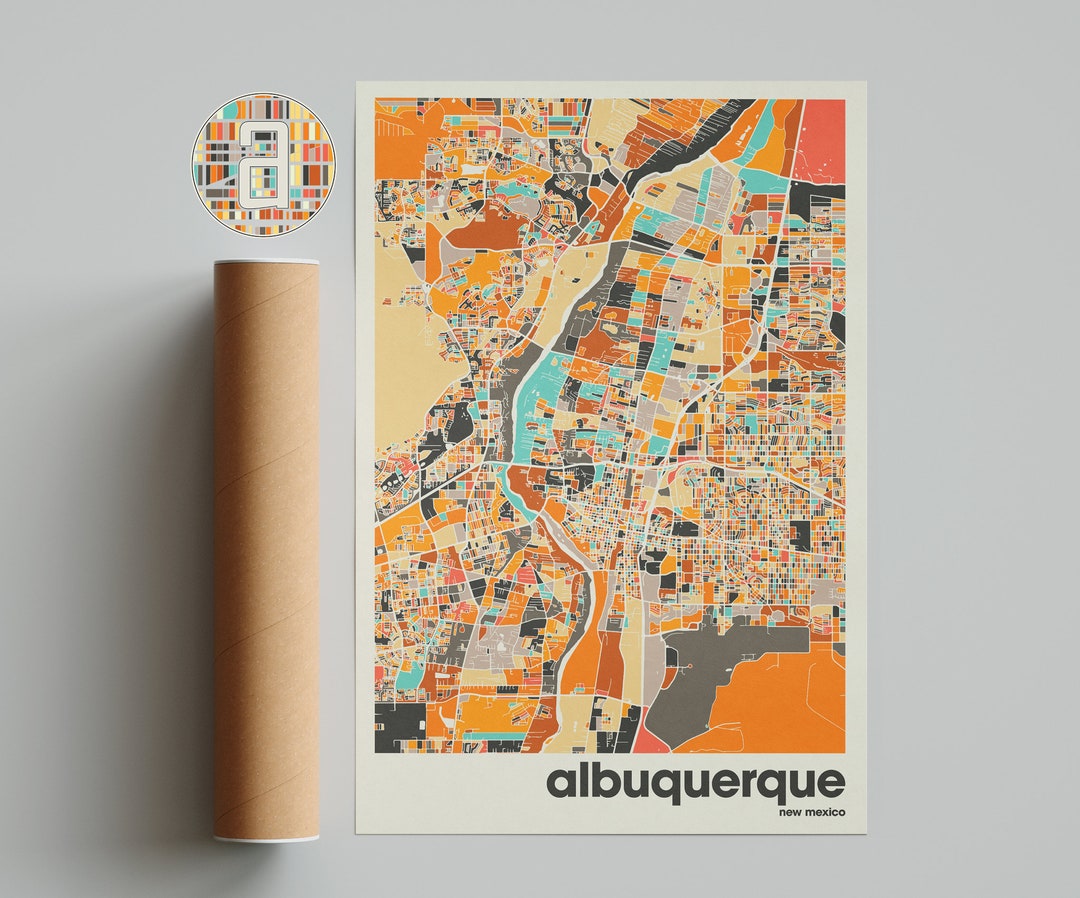 Albuquerque Map Print, Colorful Map, Minimalist Albuquerque Print, New ...