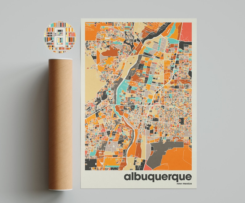 Albuquerque Map Print, Colorful Map, Minimalist Albuquerque Print, New ...
