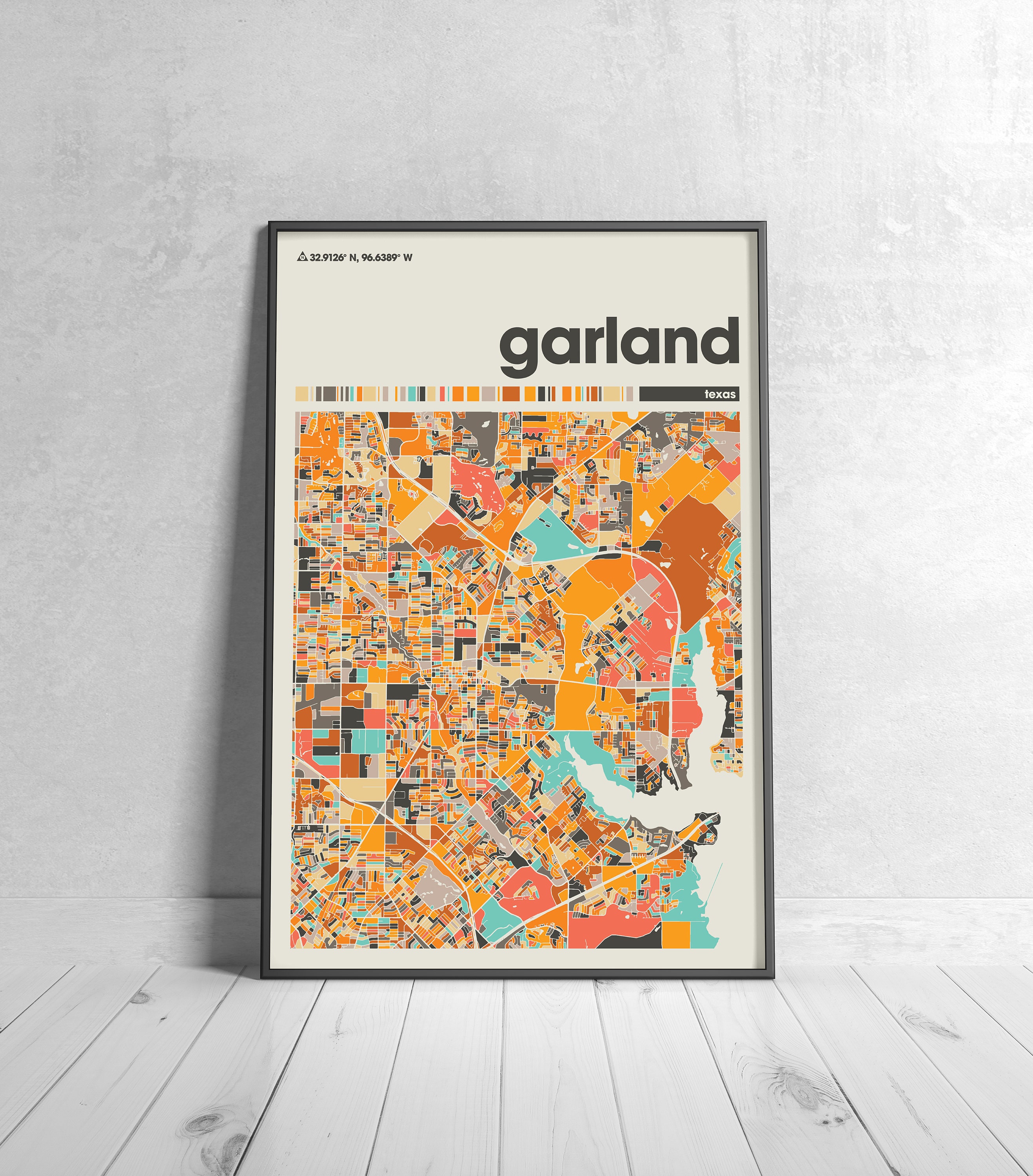 Garland, Colorful Map, City of Garland Map, Garland Minimalist Map ...