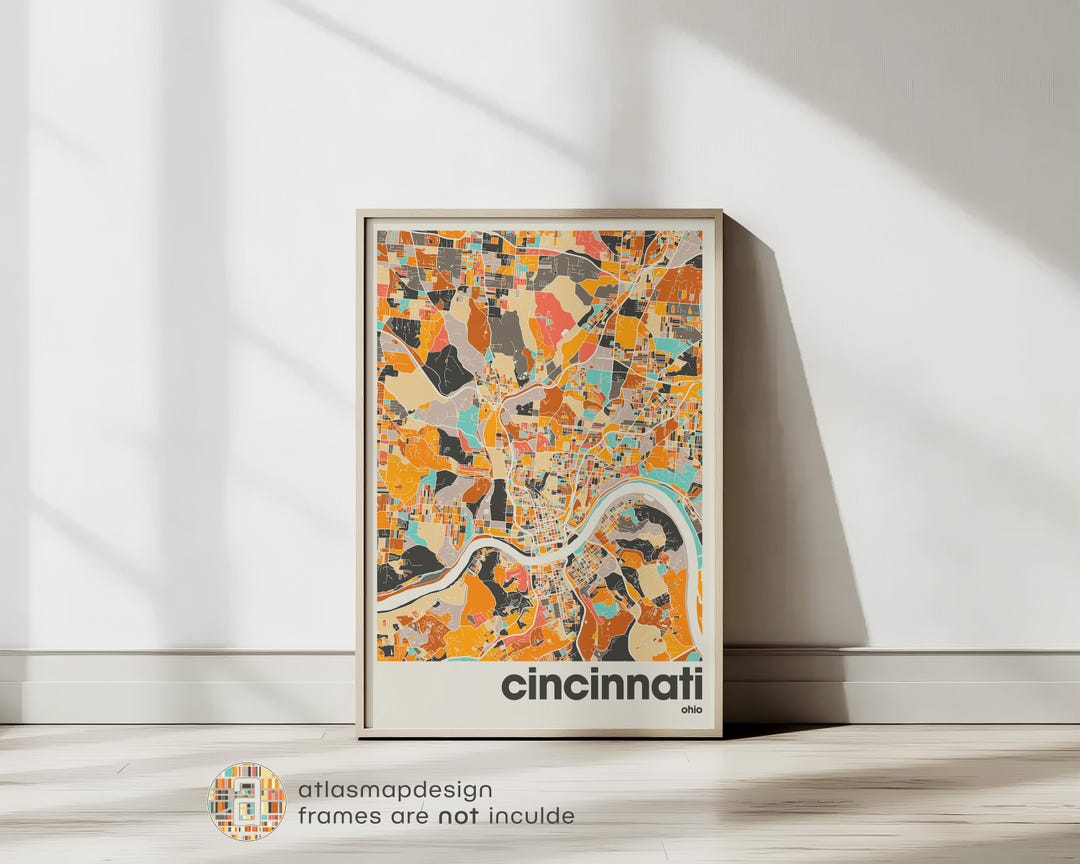 Cincinnati Map Print Colorful City Map Art Printable Wall Decor ...