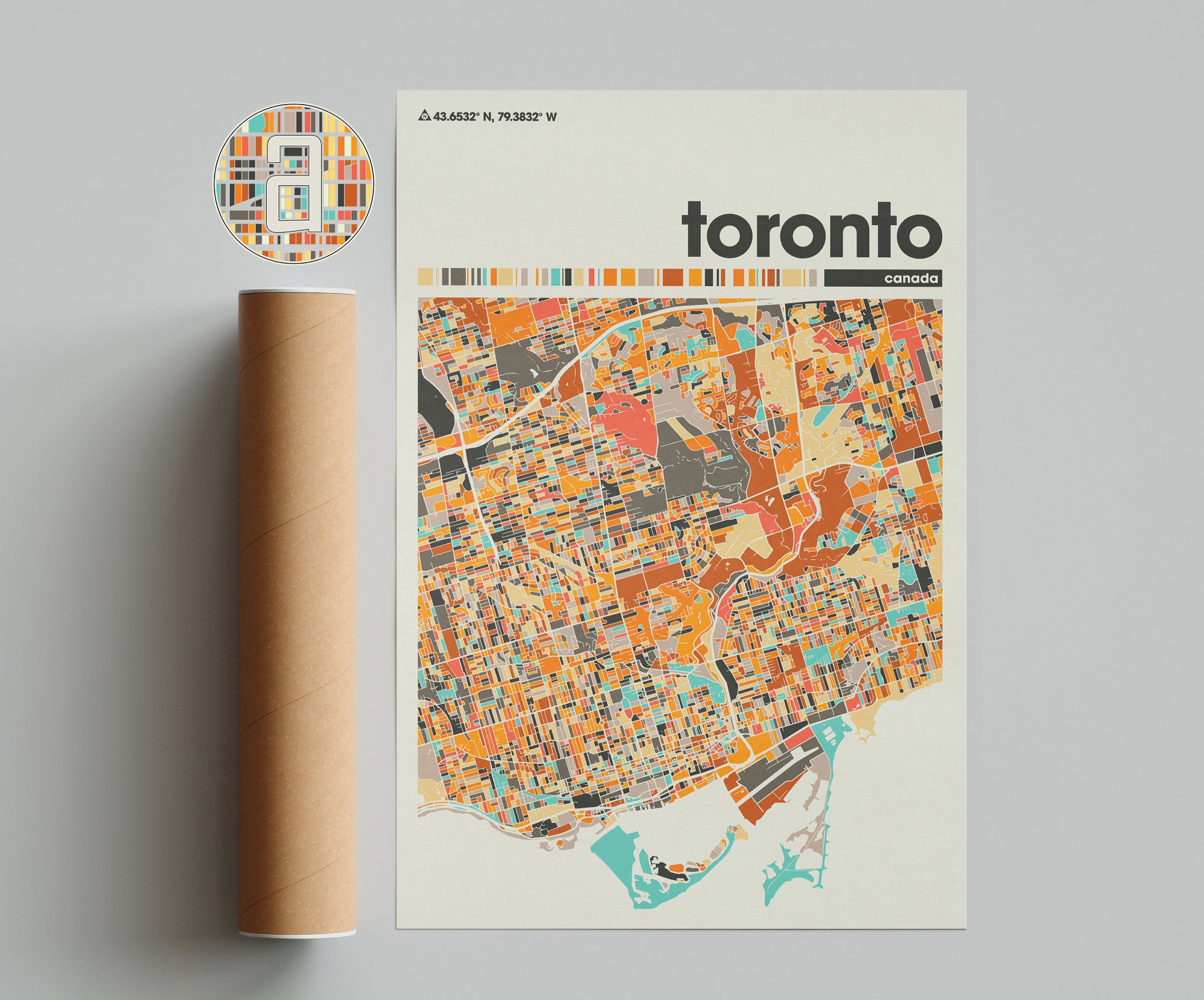 Toronto Colorful Map, City of Toronto Map, Toronto Minimalist Map ...