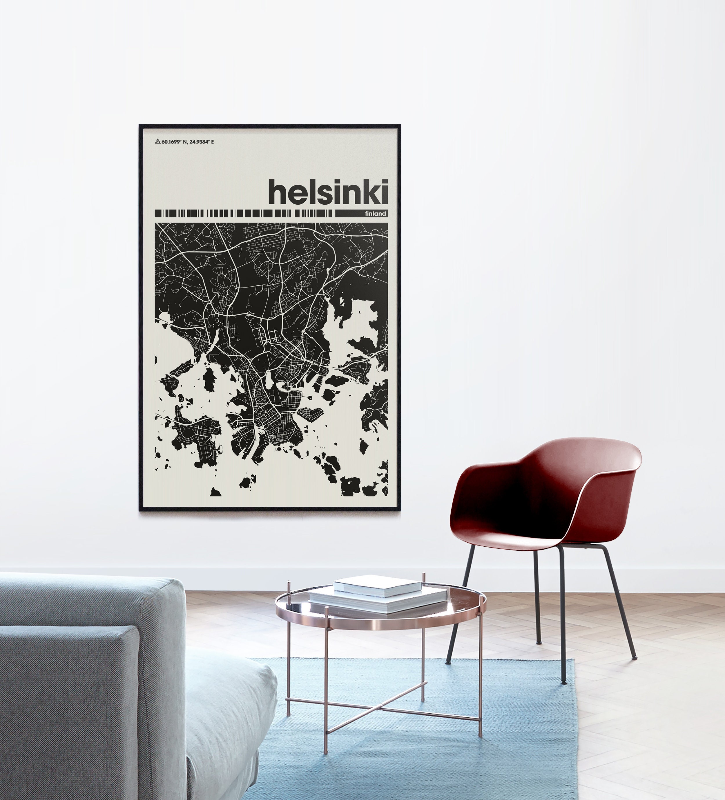 Helsinki City Map, Finland City Map, Minimalist City Map, Modern City ...