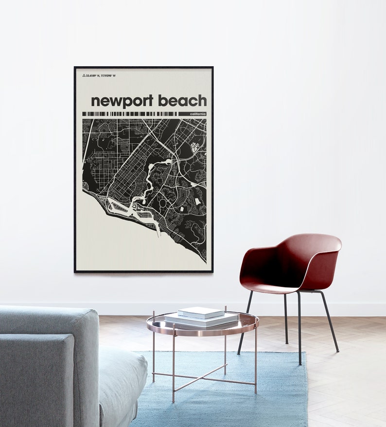Newport Beach Map, Newport Beach Map Print, Minimalist Map, California ...