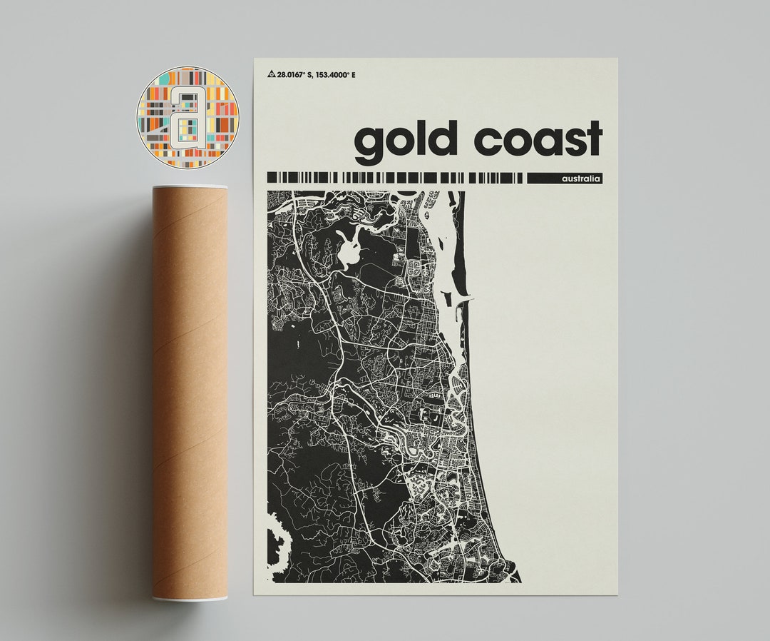 Gold Coast, City Map, Australia City Map, Minimalist City Map, Modern ...