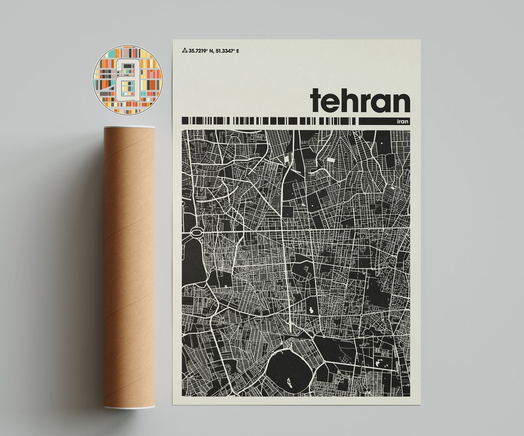 Tehran Map, Tehran Map Print, Minimalist Map, Iran Print, Minimalist ...