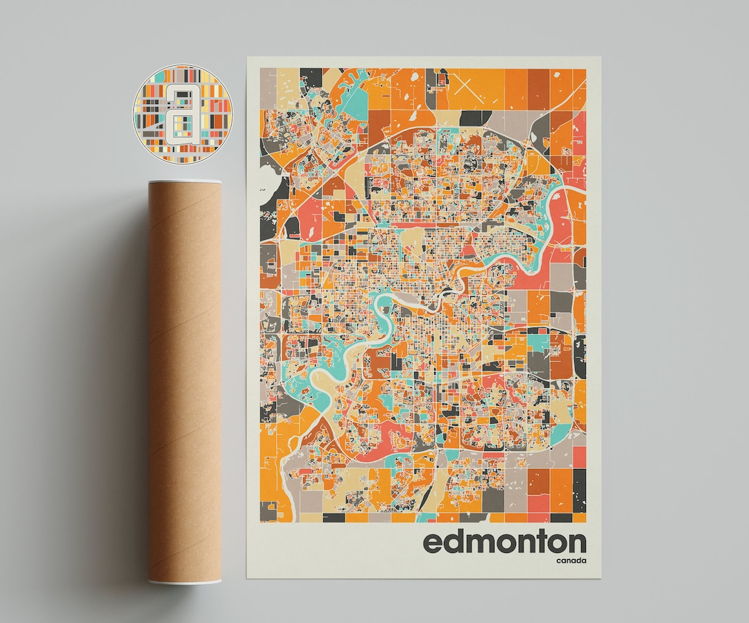 Edmonton Map Print, Colorful Map, Minimalist Edmonton Print, Canada ...