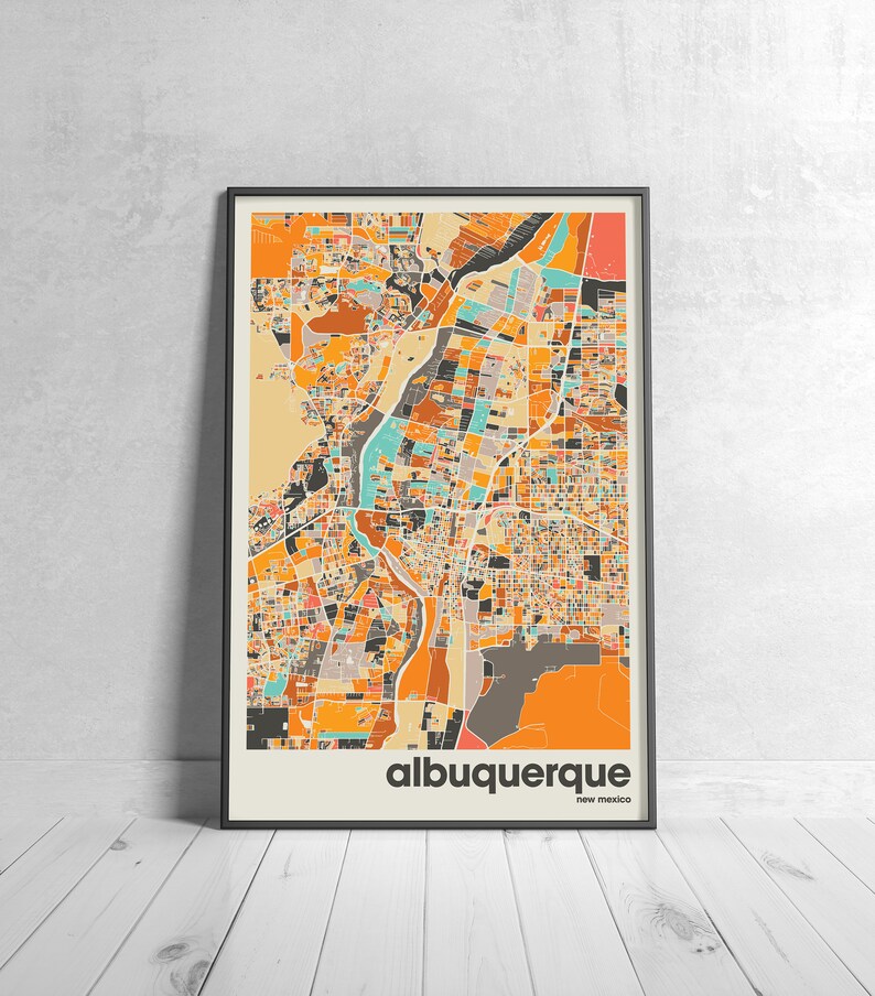 Albuquerque Map Print, Colorful Map, Minimalist Albuquerque Print, New ...