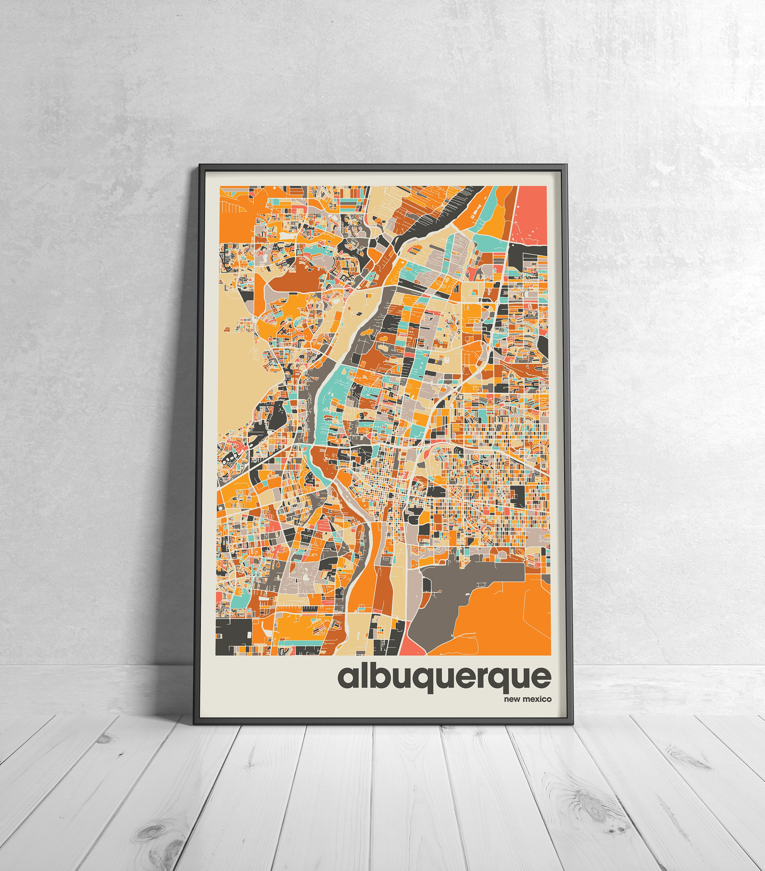 Albuquerque Map Print, Colorful Map, Minimalist Albuquerque Print, New ...