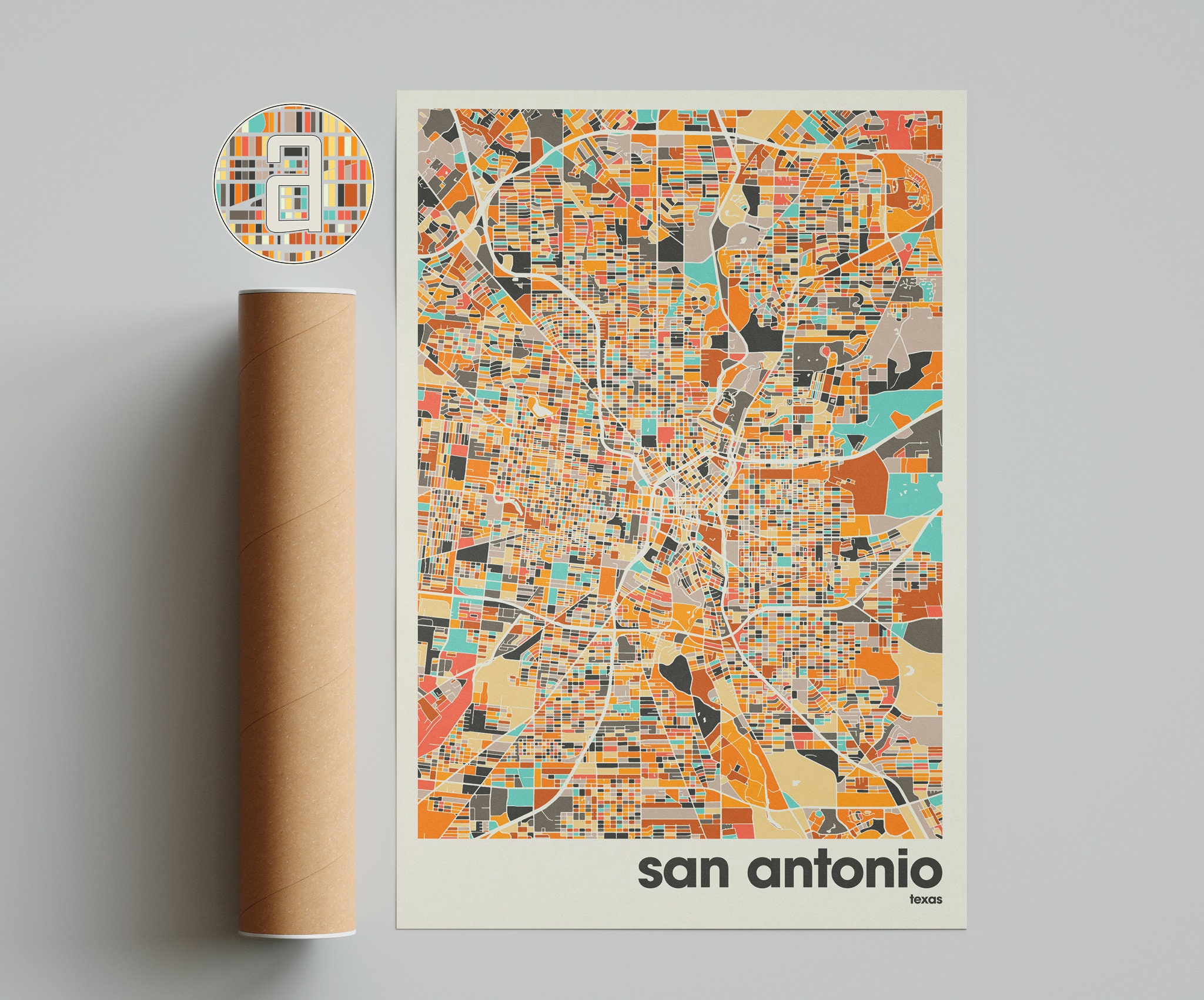 San Antonio Map Print, Colorful Map, Minimalist San Antonio Print ...