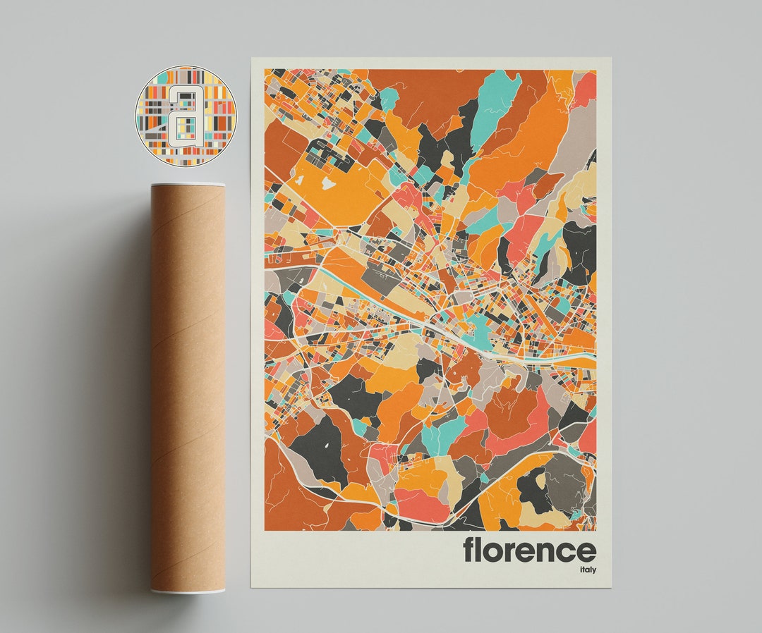 Florence Map Print, Colorful Map, Minimalist Florence Print, Italy City ...