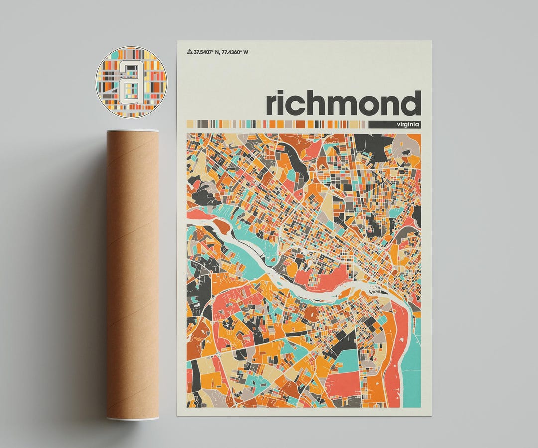 Richmond Map Richmond Poster Print Minimalist Map Virginia Print ...