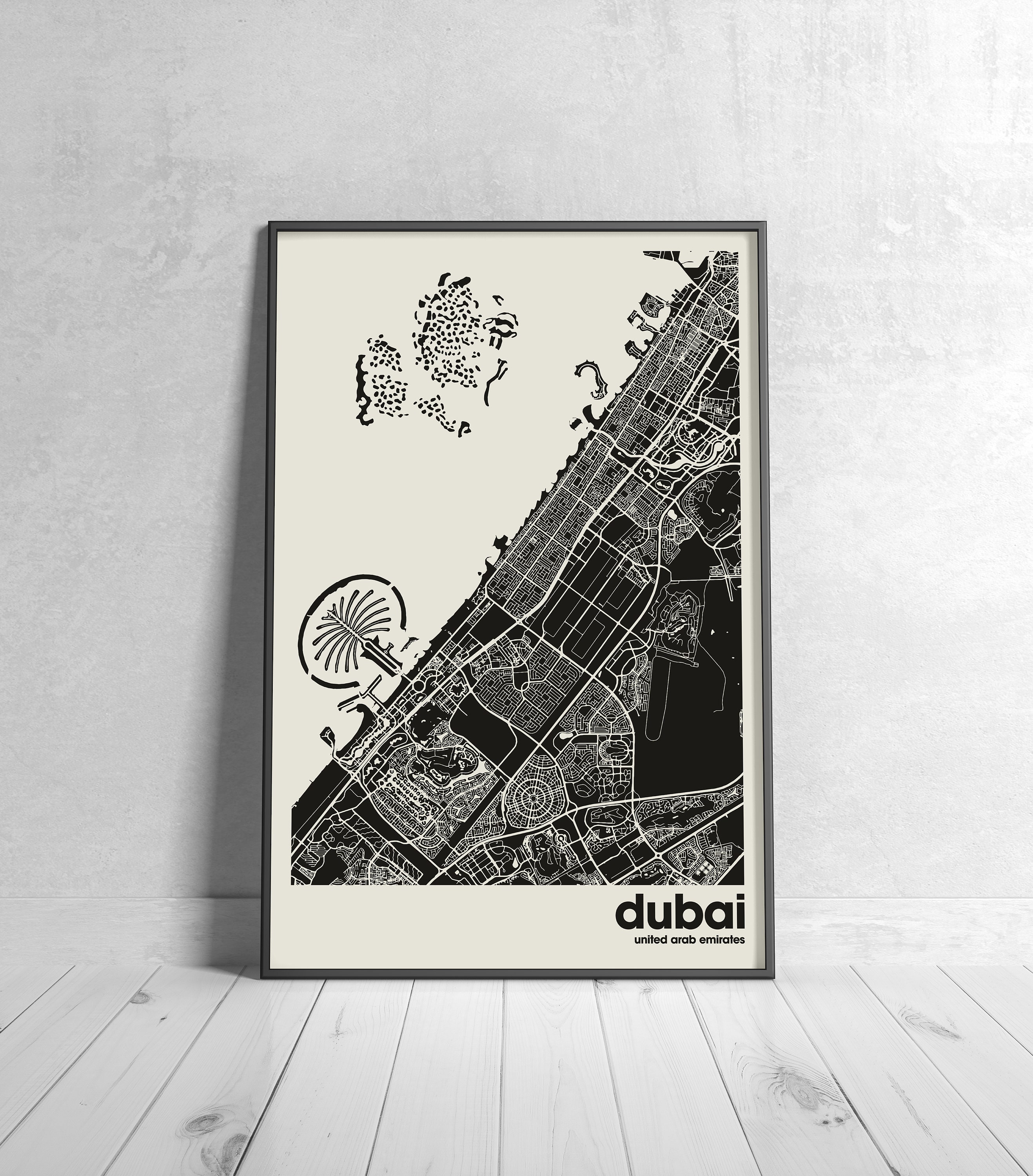 Dubai Map, Dubai Map Print, Minimalist Map, UAE Print, Minimalist Decor ...