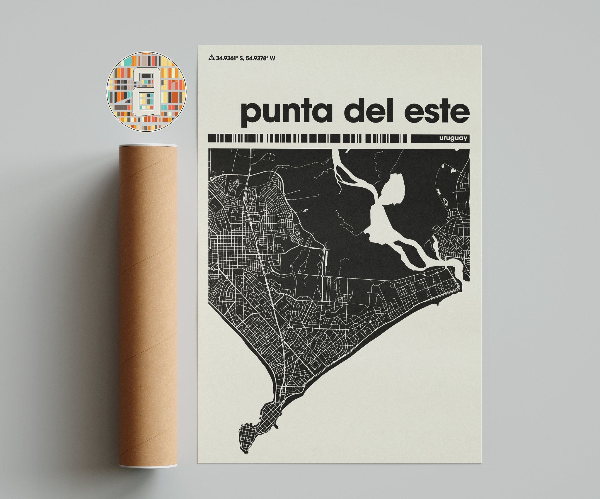 Punta Del Este City Map, Uruguay City Map, Minimalist City Map, Modern ...