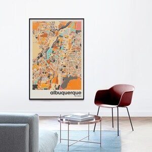 Albuquerque Map Print, Colorful Map, Minimalist Albuquerque Print, New ...