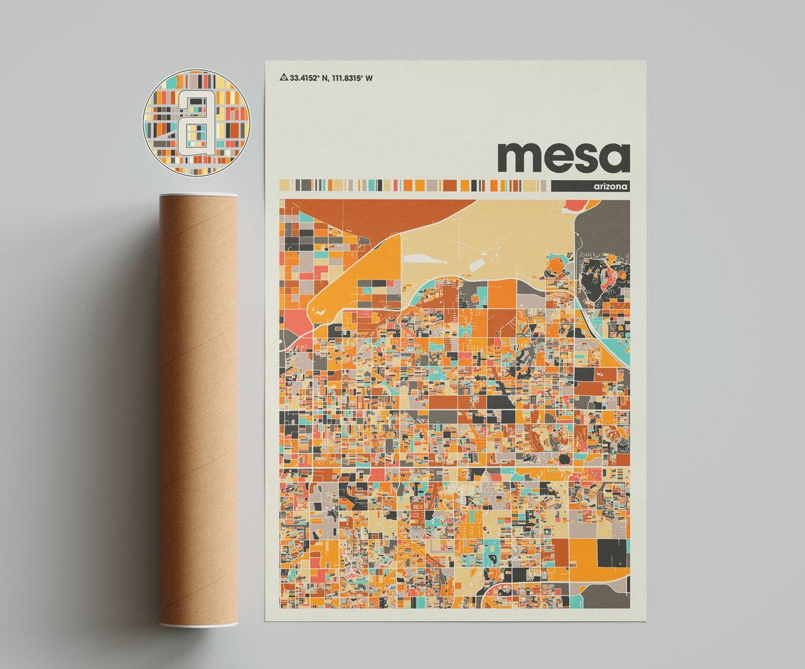 Mesa Colorful Map, City of Mesa Map, Mesa Minimalist Map, Mesa Print ...