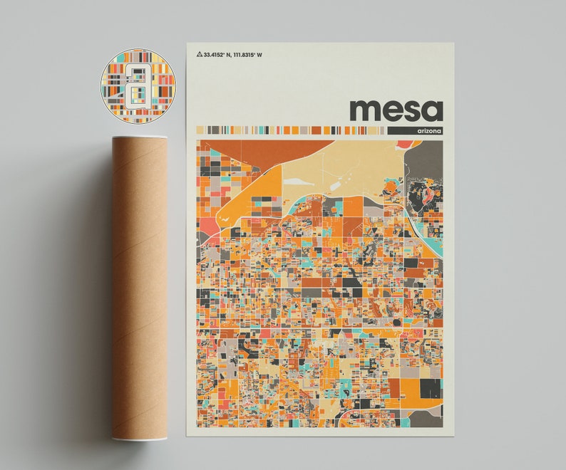 Mesa Colorful Map City Of Mesa Map Mesa Minimalist Map Mesa Print