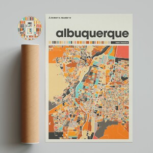 Albuquerque Colorful Map, City of Albuquerque Map, Albuquerque ...