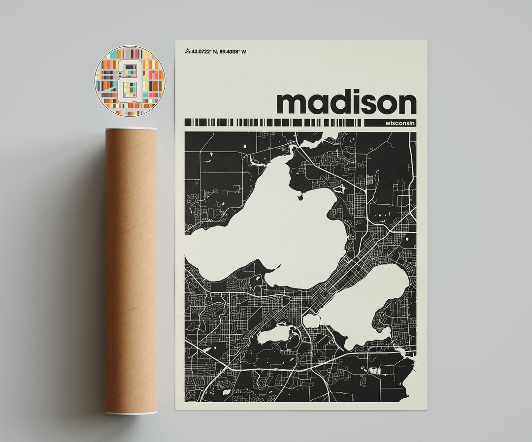 Madison City Map, Wisconsin City Map, Minimalist City Map, Modern City ...