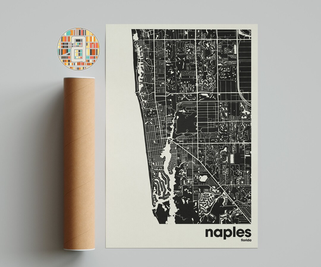 Naples Colorful Map, City of Naples Map, Naples Minimalist Map, Naples ...