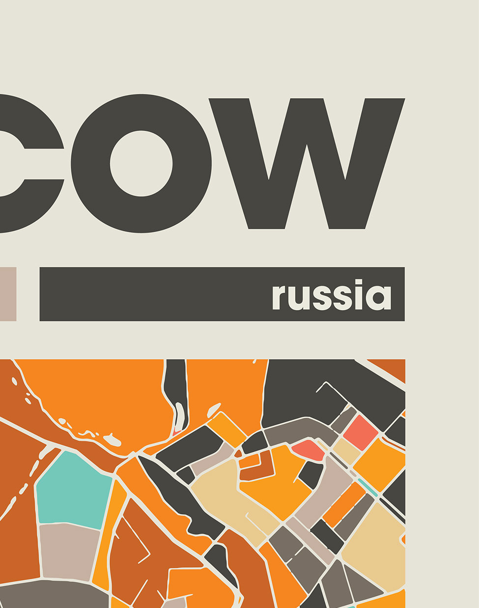Moscow Colorful Map, City of Moscow Map, Moscow Minimalist Map, Moscow ...