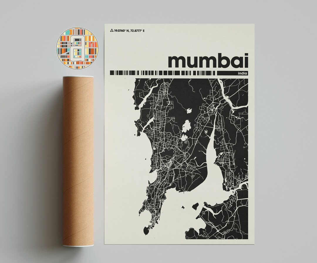 Mumbai City Map India City Map Minimalist City Map Modern City Map ...