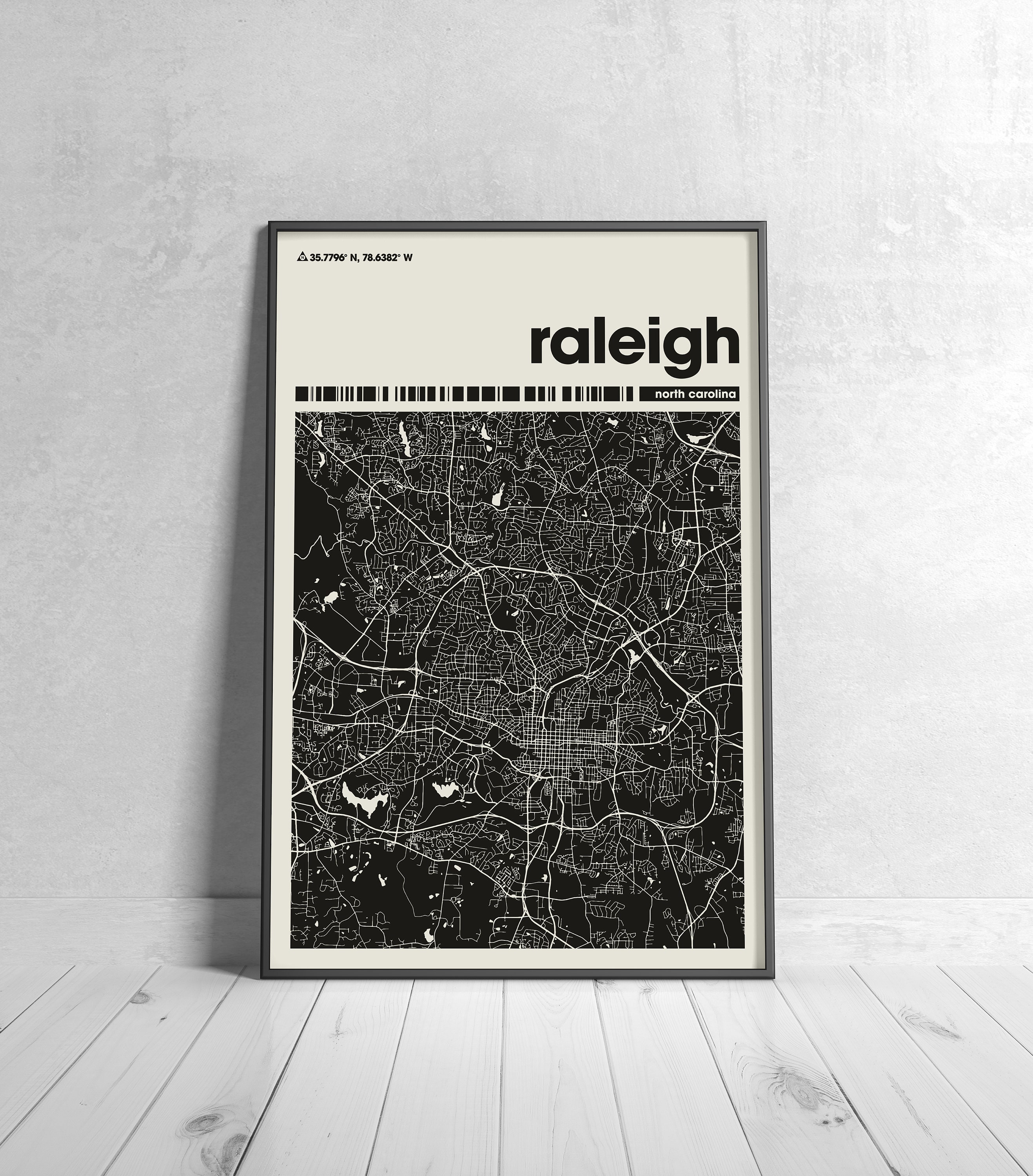 Mapa de la ciudad de Raleigh mapa de la ciudad de Carolina - Etsy España