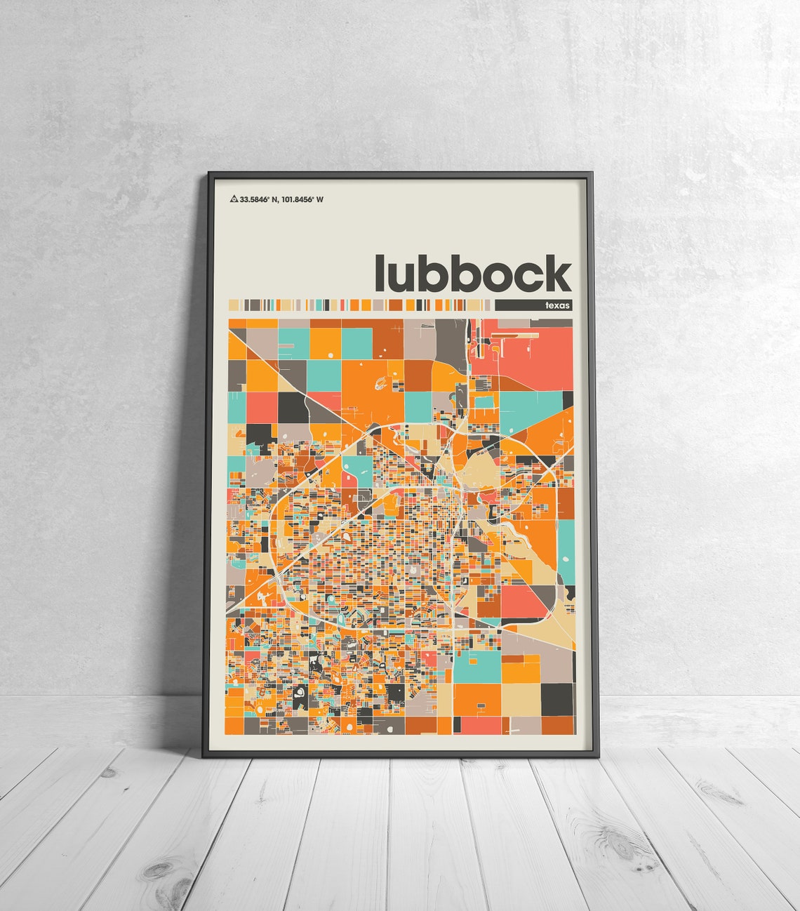 Lubbock Colorful Map, City of Lubbock Map, Lubbock Minimalist Map ...