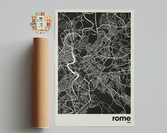 Rome Map Print Rome Map Poster Rome Wall Art Rome Italy Art - Etsy