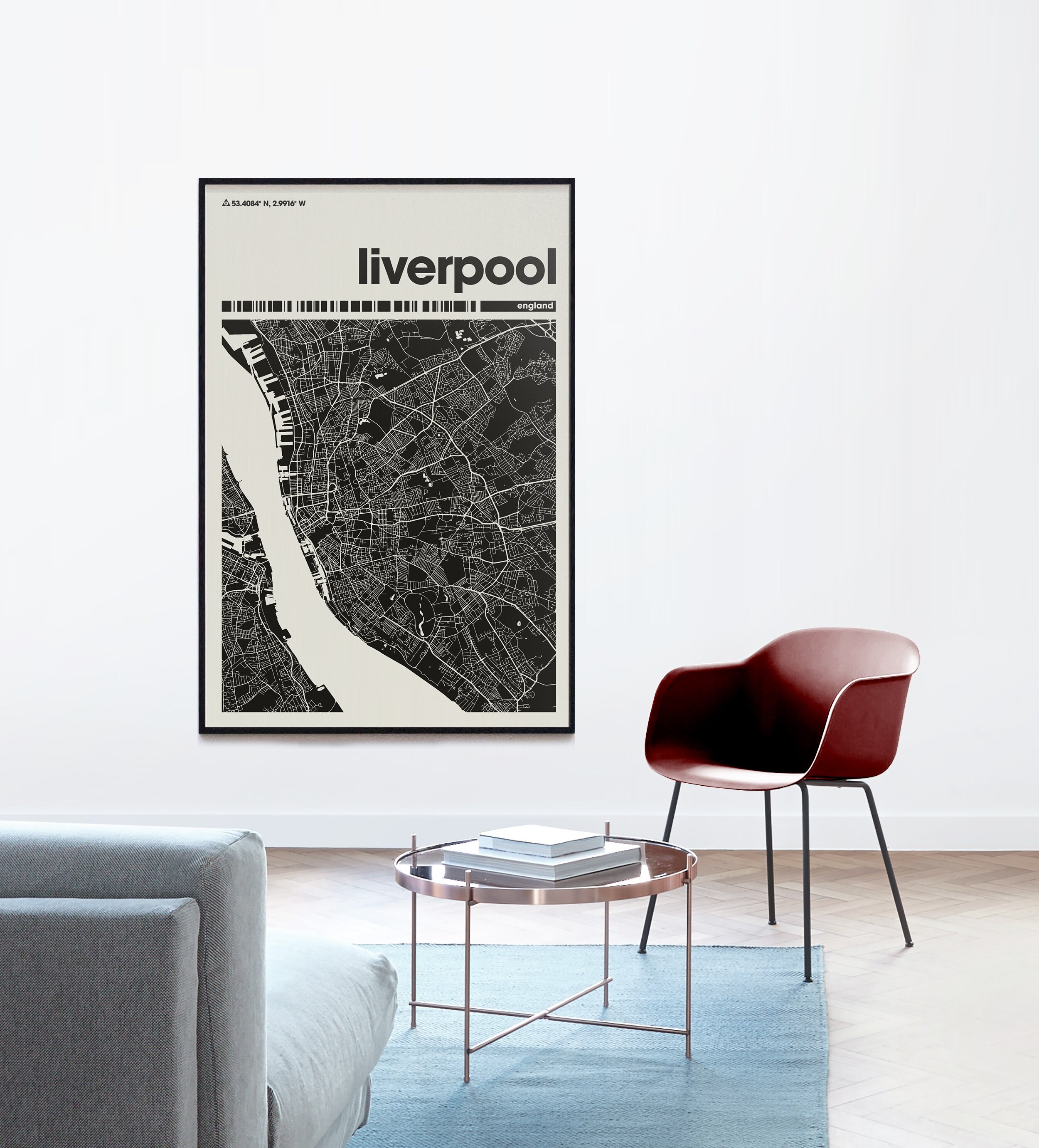 Liverpool City Map, England City Map, United Kingdom Minimalist City ...