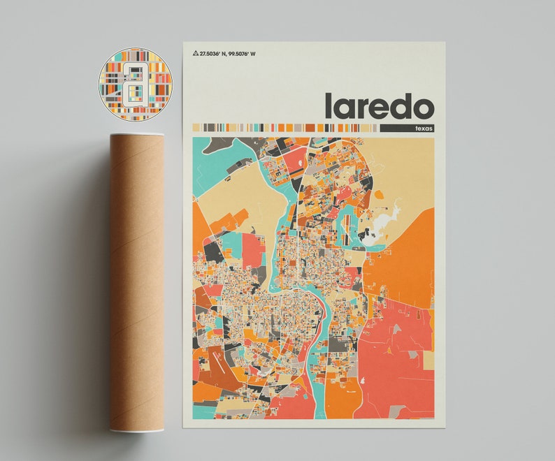 Laredo Colorful Map, City of Laredo Map, Laredo Minimalist Map, Laredo ...