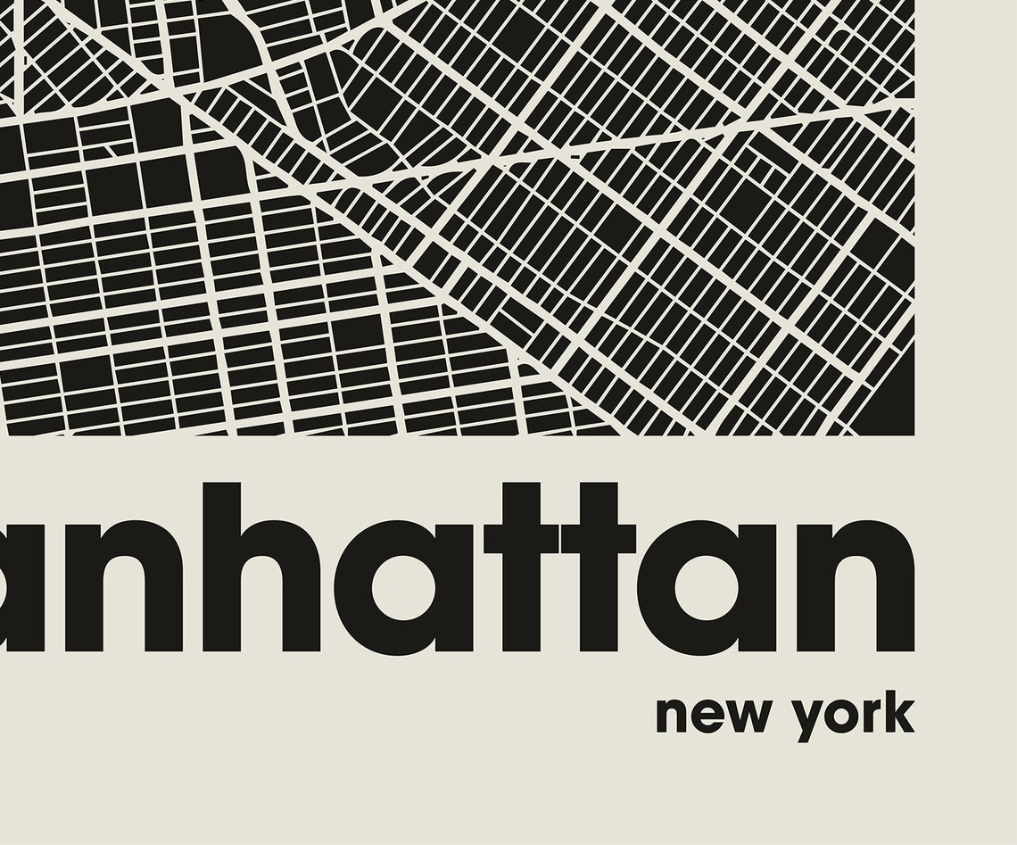 Manhattan Map Manhattan Map Print Minimalist Map New York - Etsy