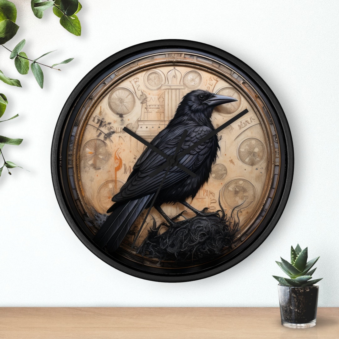 Raven Horror Clock, Edgar Allen Poe Home Decor, Classic Horror Gift ...