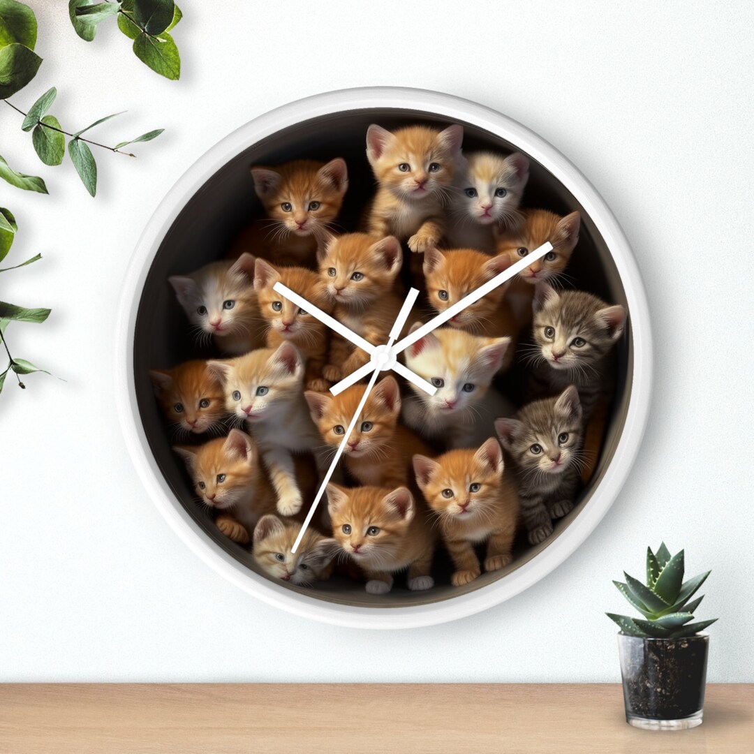 Cute Kittens Clock, Adorable Gift, Kitten Gift, Kitten Clock, Unique ...