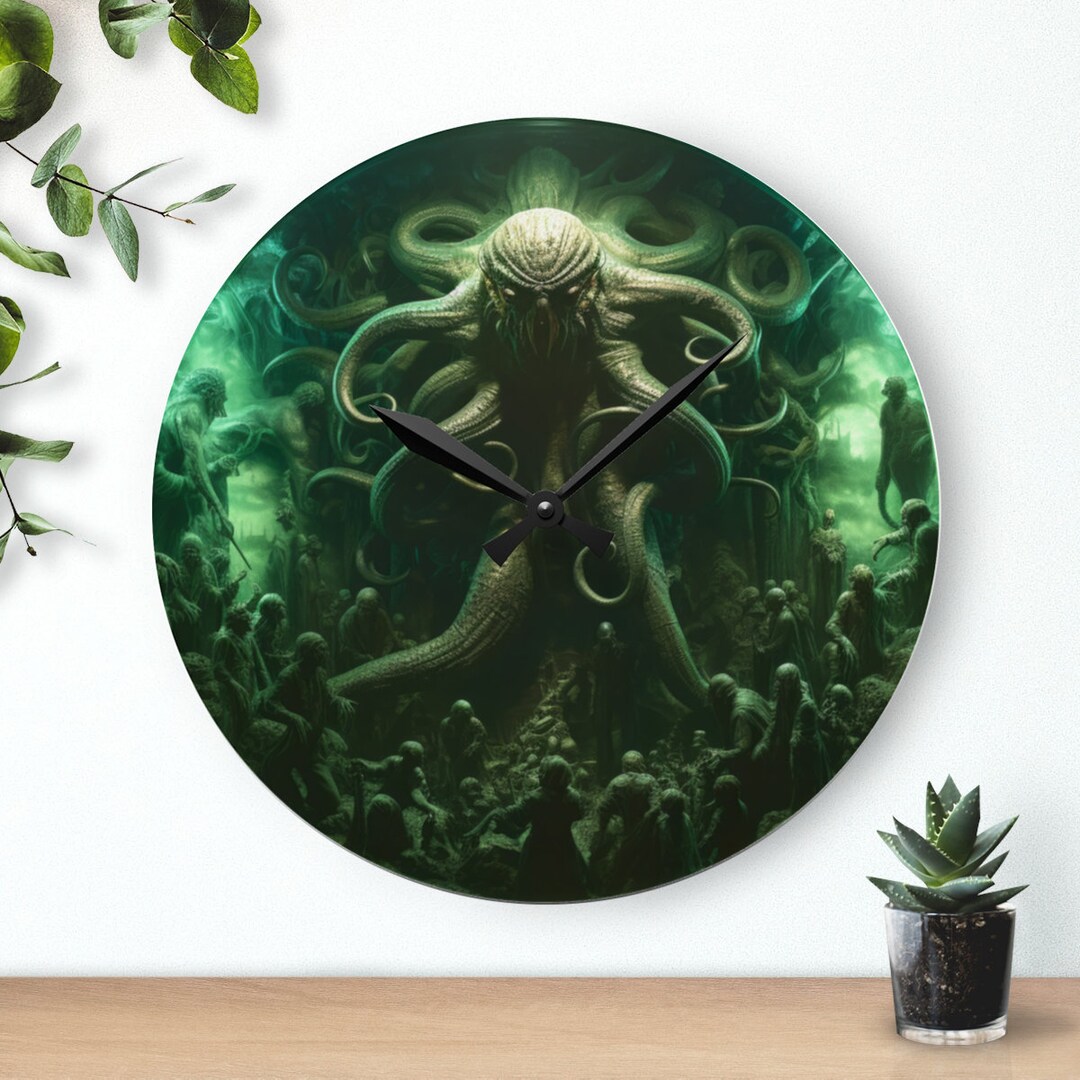 Cthulhu Inspired Horror Clock, Lovecraftian Home Decor, Classic ...