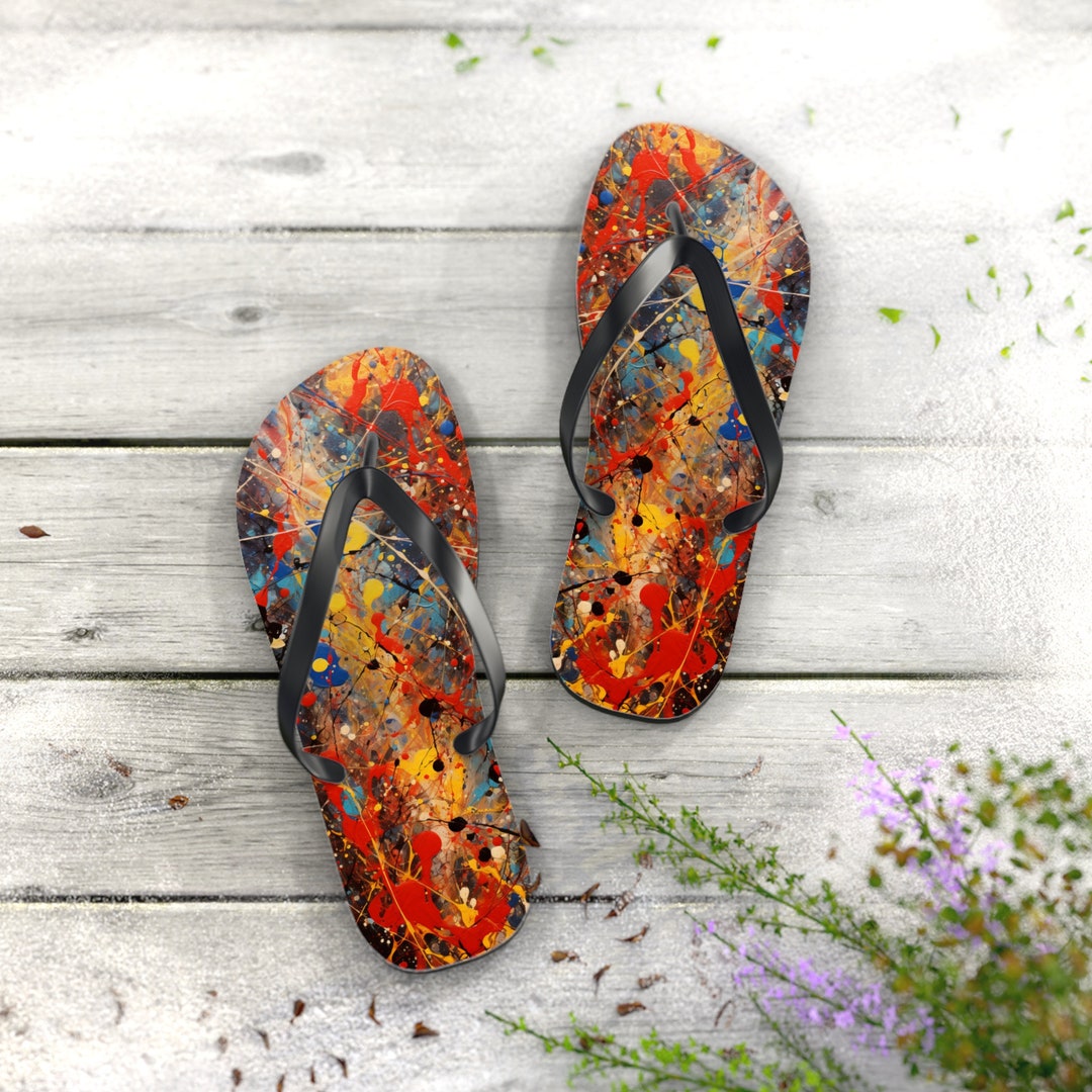 Jackson Pollock Inspired Art Flip Flops, Pollock Style Painting ...