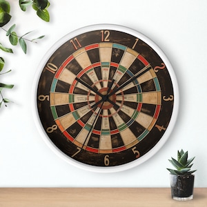 Retro Dartboard Clock, Dart Gifts, Bar Gifts, Dart Board, Gifts for Him ...