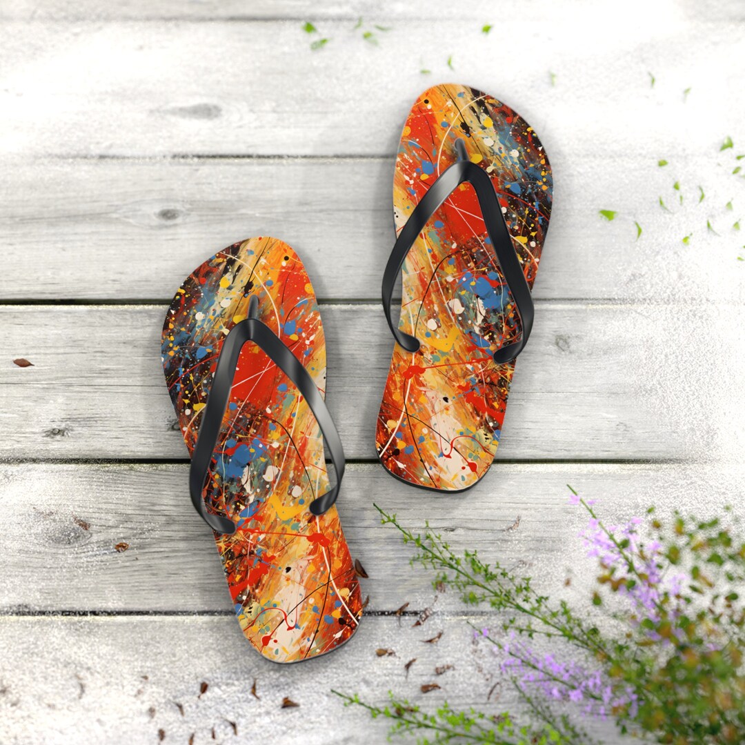 Jackson Pollock Inspired Art Flip Flops, Pollock Style Painting ...