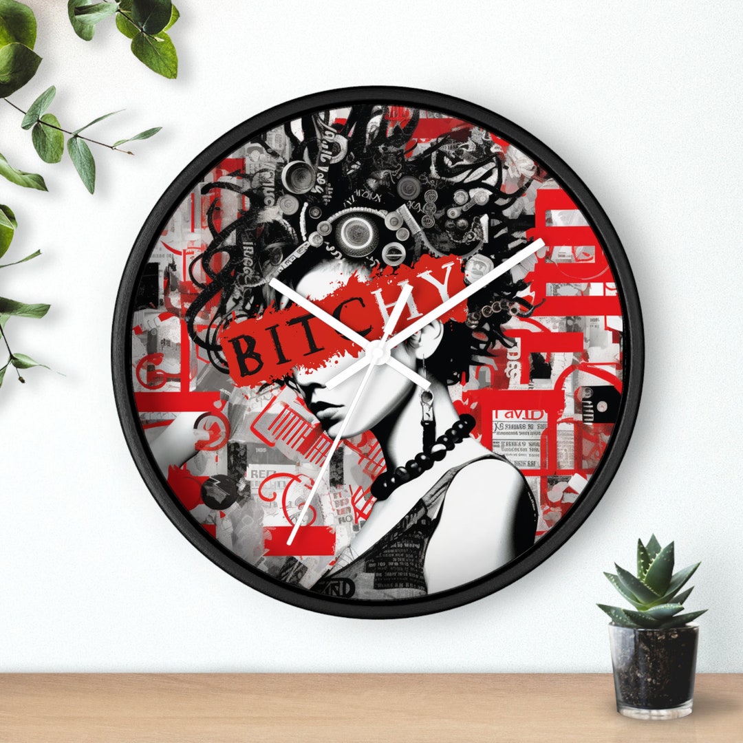 Bitchy Punk Rock Clock, Girl Power Clock, Punk Clock, Girl Art ...