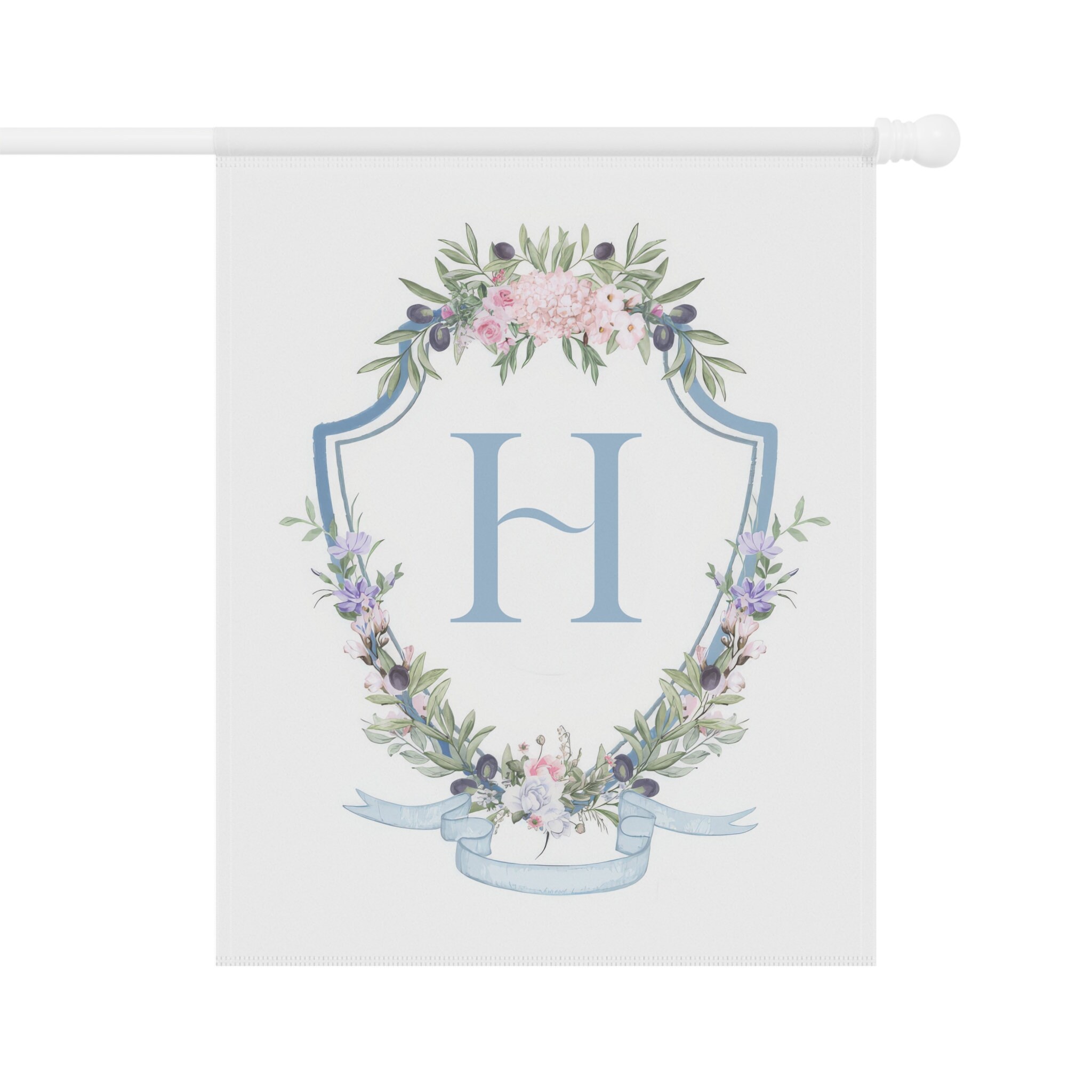 Elegant Floral Garden Banner Flag, Personalize With Family Initial ...