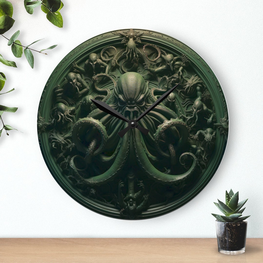 Cthulhu Inspired Horror Clock, Lovecraftian Home Decor, Classic ...