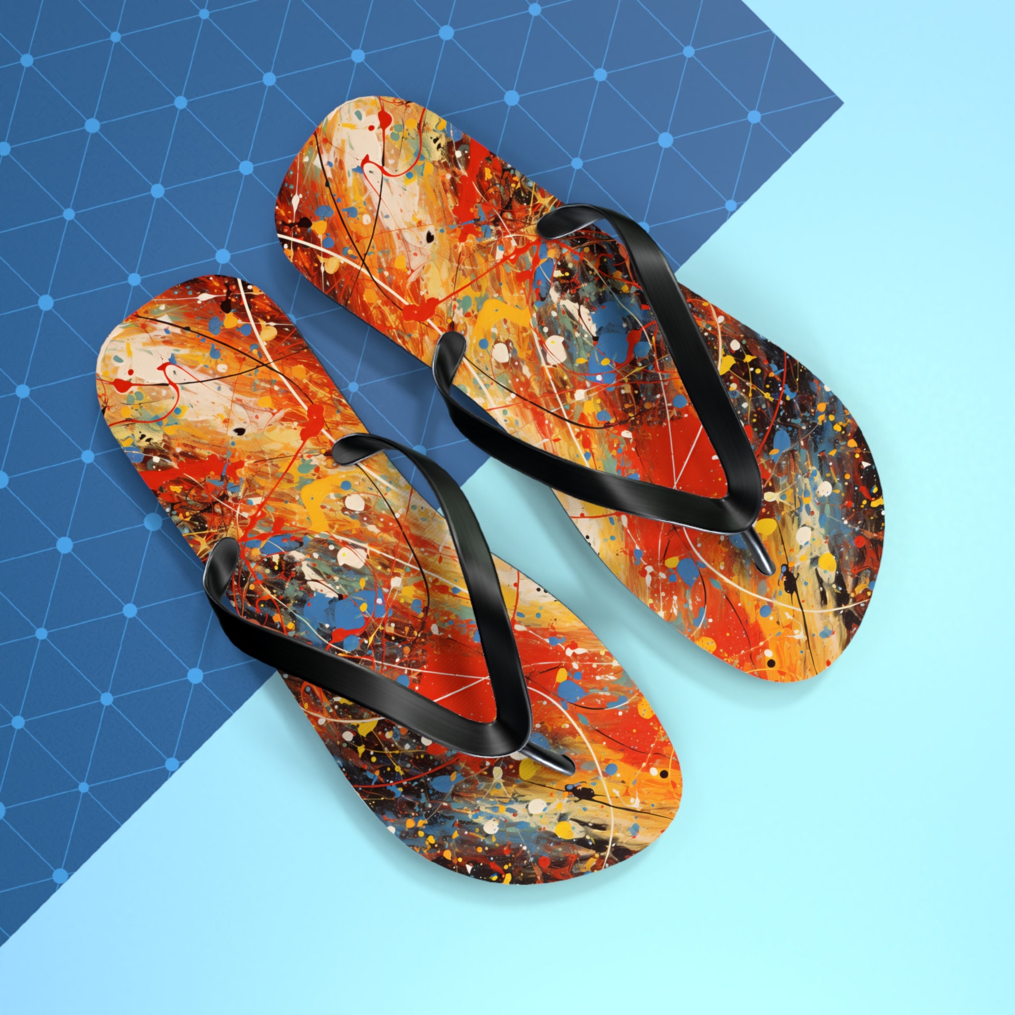 Jackson Pollock Inspired Art Flip Flops, Pollock Style Painting ...