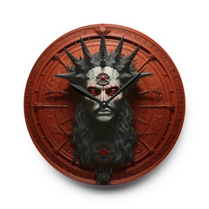 Pazuzu Inspired Horror Clock, Horror Home Decor, Murderous Demon ...