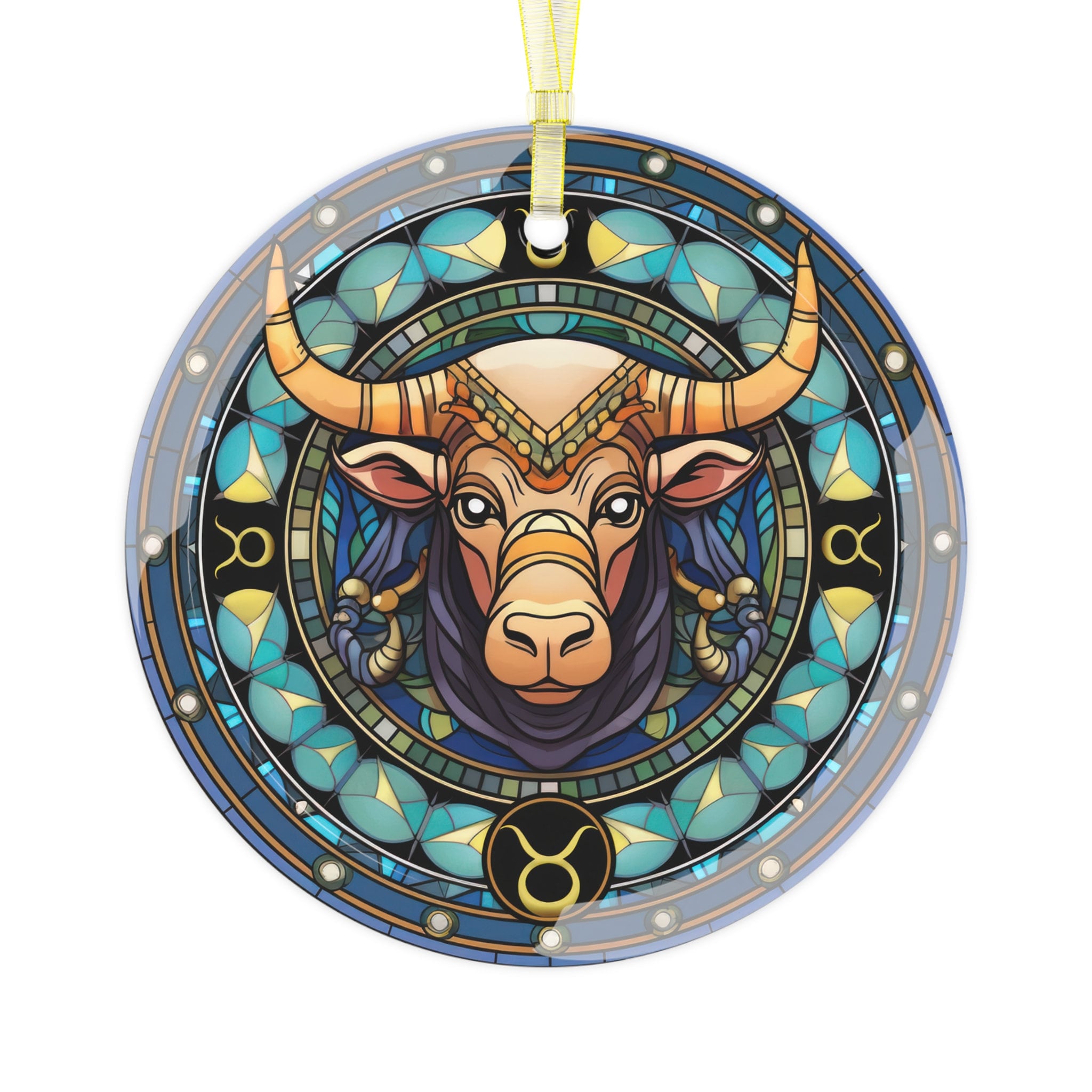 Taurus Stained-glass Design Ornament, Stained Glass, Zodiac Ornament ...