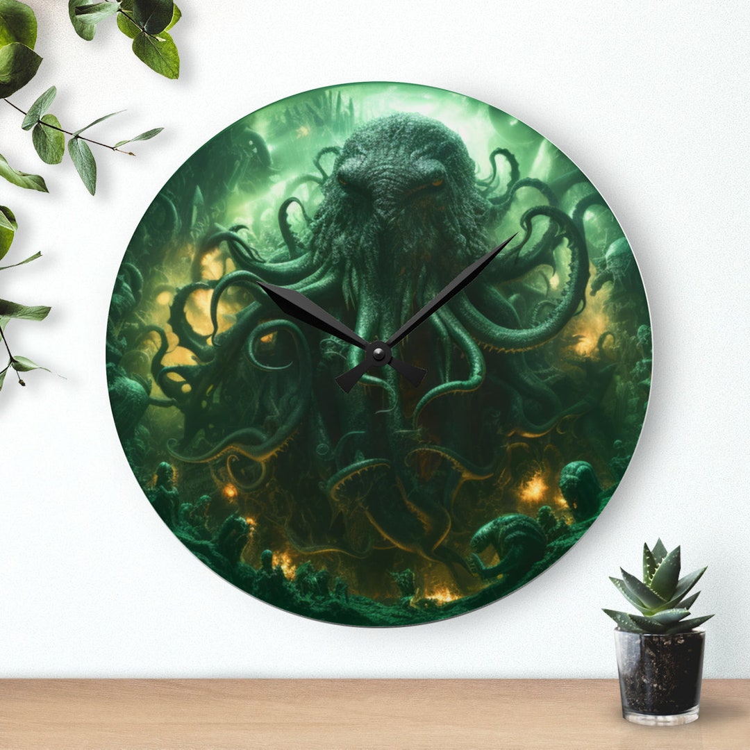 Cthulhu Inspired Horror Clock, Lovecraftian Home Decor, Classic ...