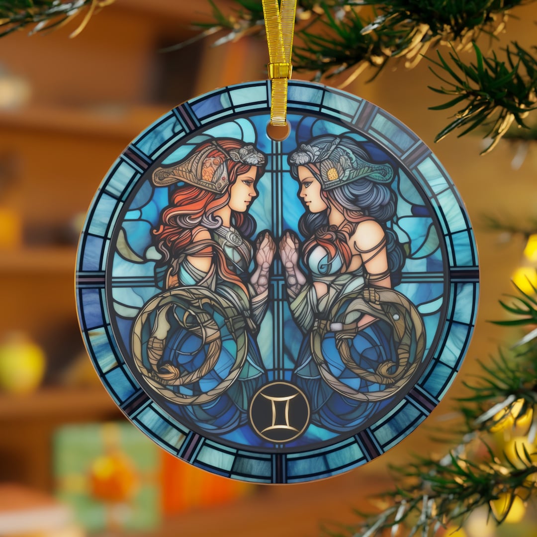 Gemini Stained-glass Design Ornament, Stained Glass, Zodiac Ornament ...