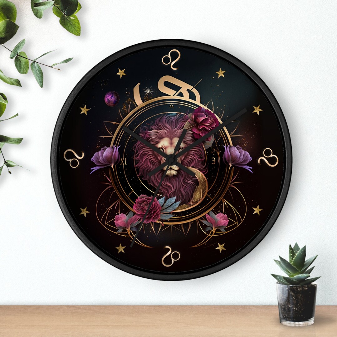 Leo Zodiac Wall Clock, Zodiac Gifts Birthday Gift, Wall Clock, Leo ...